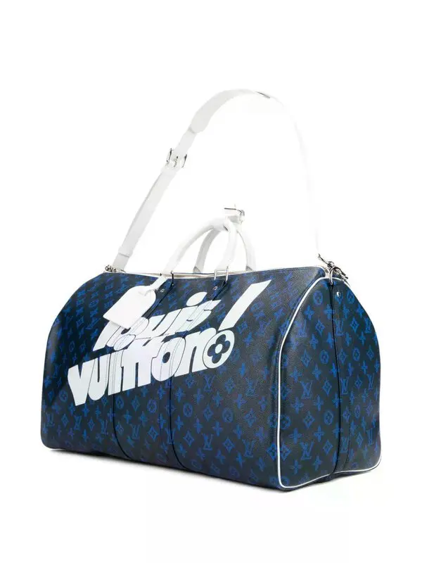 LOUIS VUITTON Keepall Bandoulière 50 Monogram Travel Bag - Blue