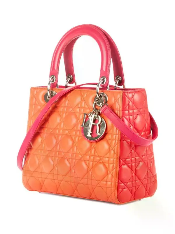 Dior Quilted Top Handle Bag - Orange