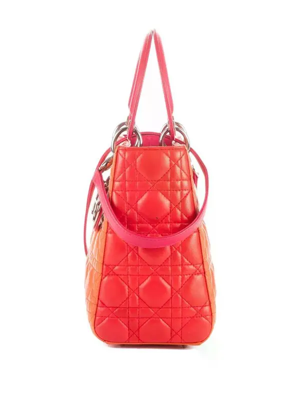 Dior Quilted Top Handle Bag - Orange