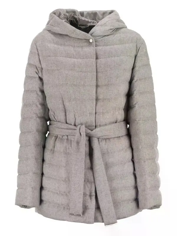 Herno Long-sleeved Hooded Quilted Jacket - Grey