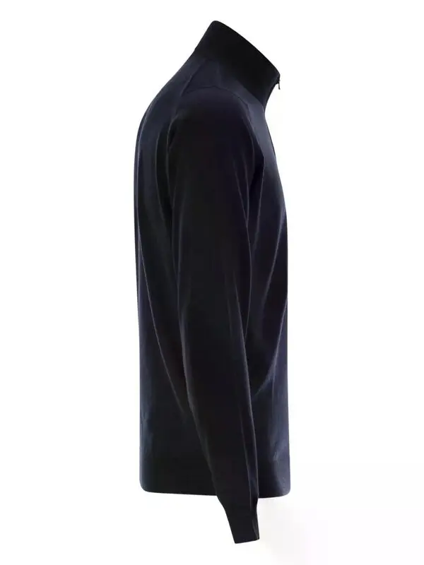 John Smedley High-neck Zip Sweater - Blue