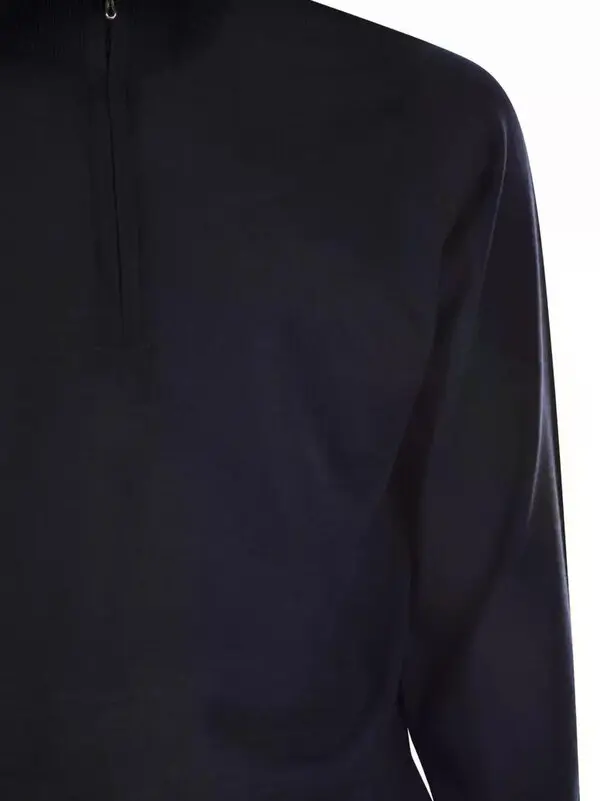 John Smedley High-neck Zip Sweater - Blue