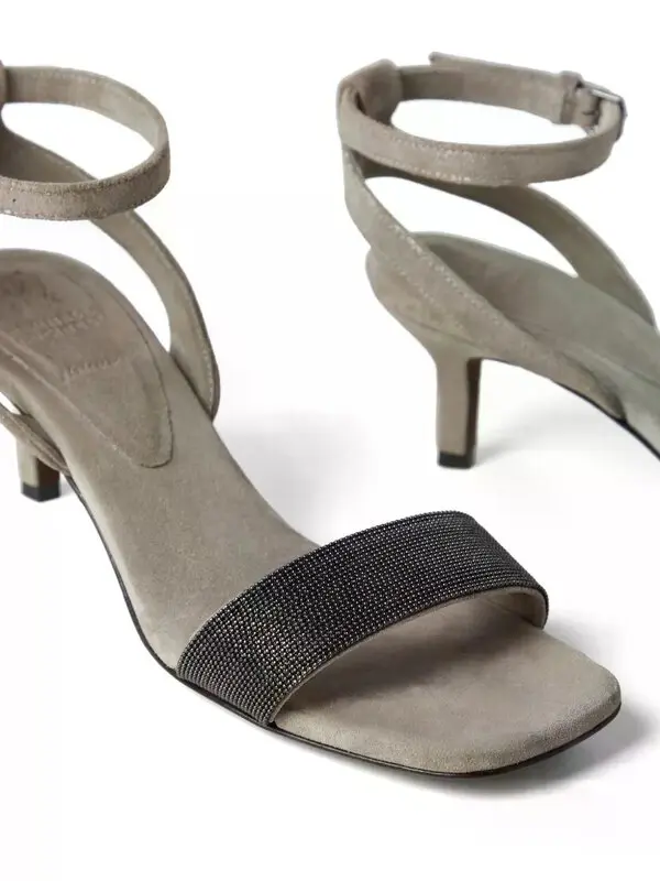 Brunello Cucinelli 60mm Monili Suede Sandals