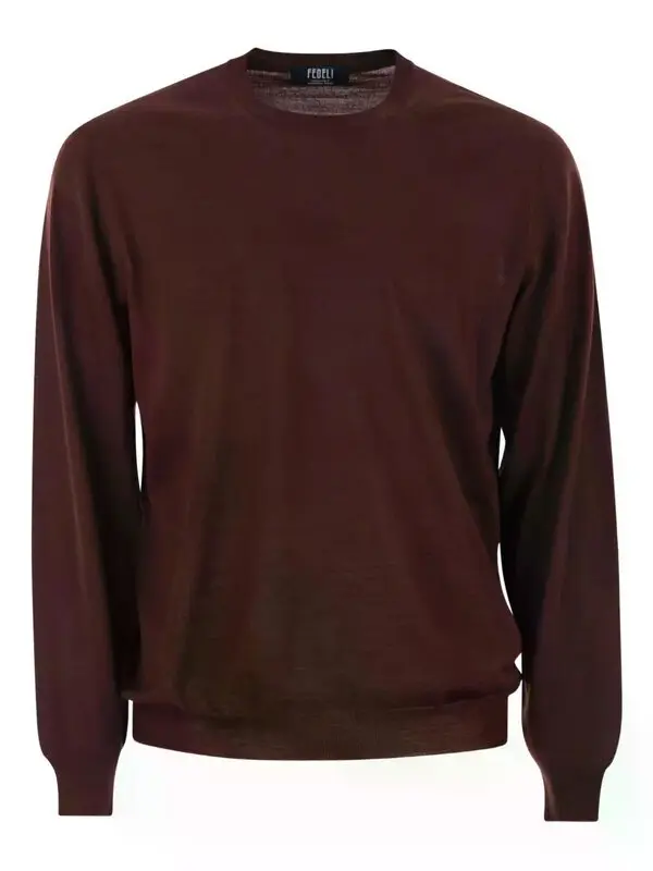 Fedeli Long Sleeve Crew-neck Sweater - Red