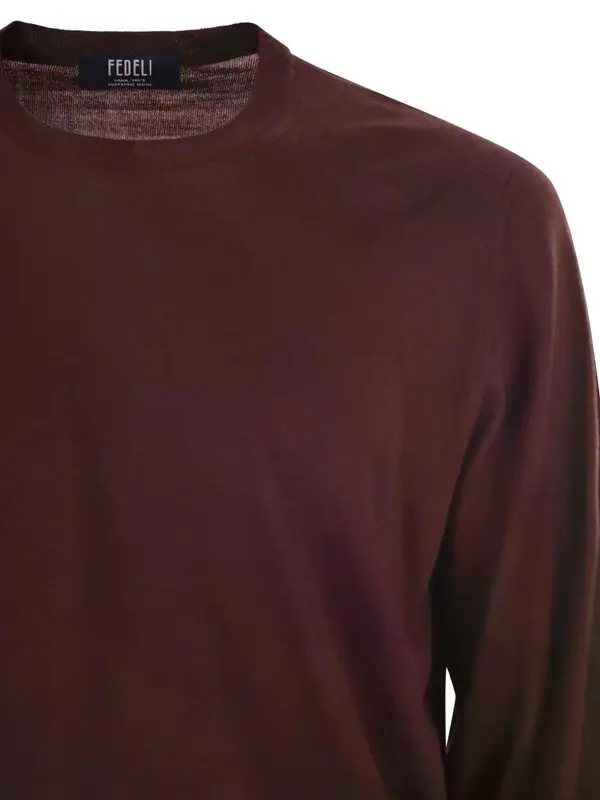 Fedeli Long Sleeve Crew-neck Sweater - Red