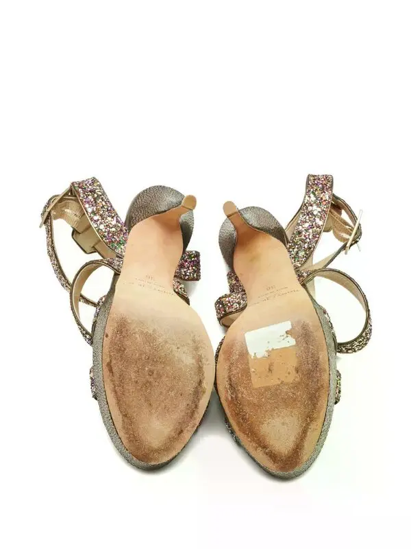 JIMMY CHOO Glitter Platform Stiletto Sandals - Brown