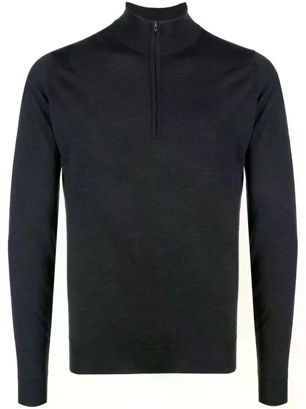 John Smedley Barrow Zip Pullover Jumper - Black