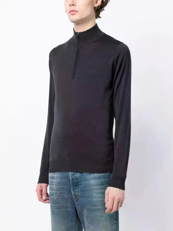 John Smedley Barrow Zip Pullover Jumper - Black
