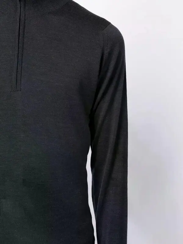 John Smedley Barrow Zip Pullover Jumper - Black