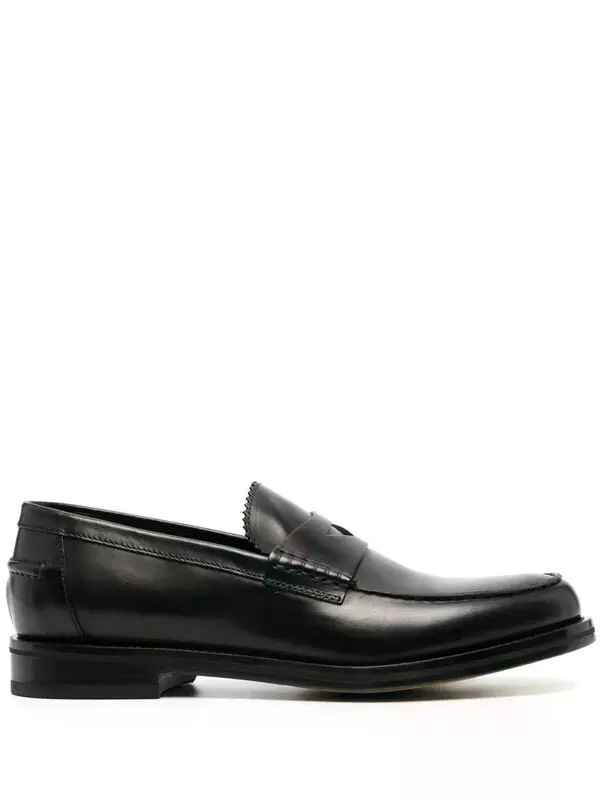 DOUCAL'S Leather Penny Loafers - Black