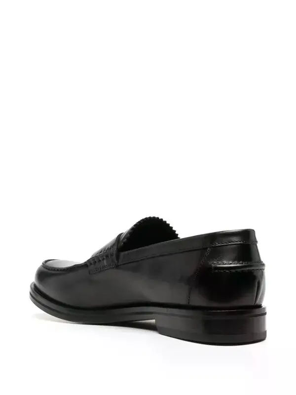 DOUCAL'S Leather Penny Loafers - Black