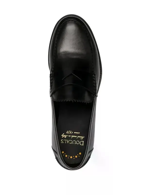 DOUCAL'S Leather Penny Loafers - Black