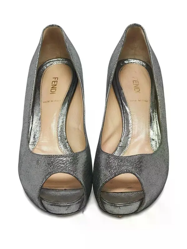 Fendi Peep-toe Stiletto Pumps - Grey