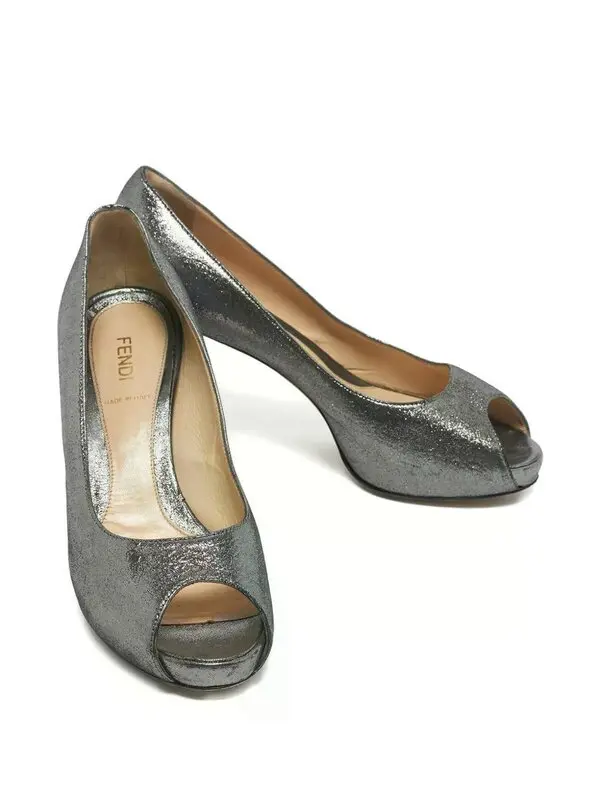 Fendi Peep-toe Stiletto Pumps - Grey