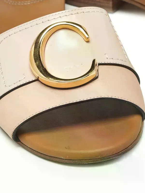 Chloé Logo-detail Leather Slides