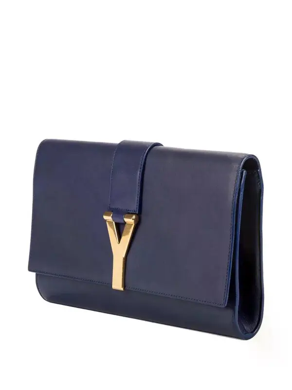 Saint Laurent Logo-plaque Clutch Bag - Blue