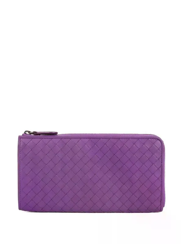 Bottega Veneta Intrecciato Zip Wallet - Purple