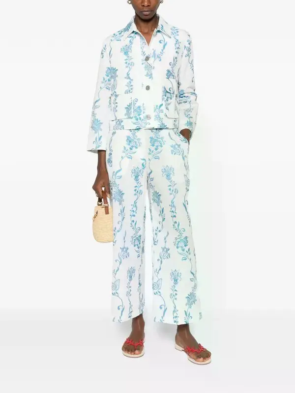 Etro Floral Cropped Trousers - White