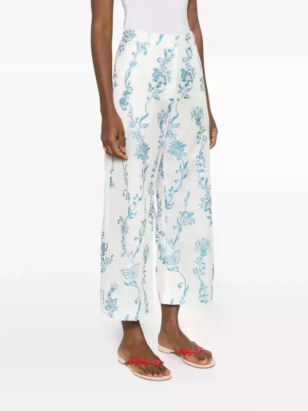 Etro Floral Cropped Trousers - White
