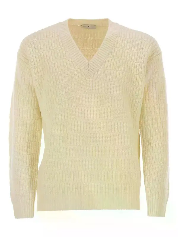 PT TORINO Geometric V-neck Sweater - Neutrals