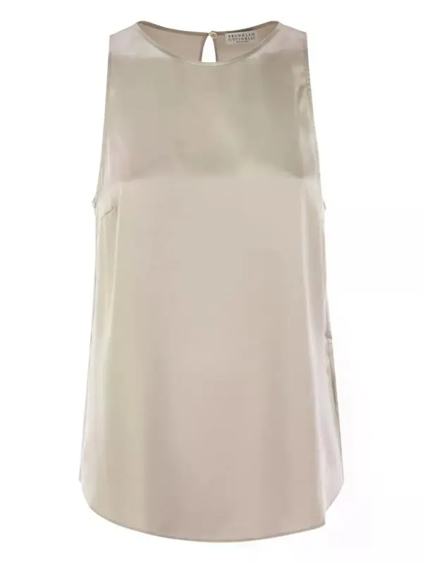 Brunello Cucinelli Silk-satin Sleeveless Blouse