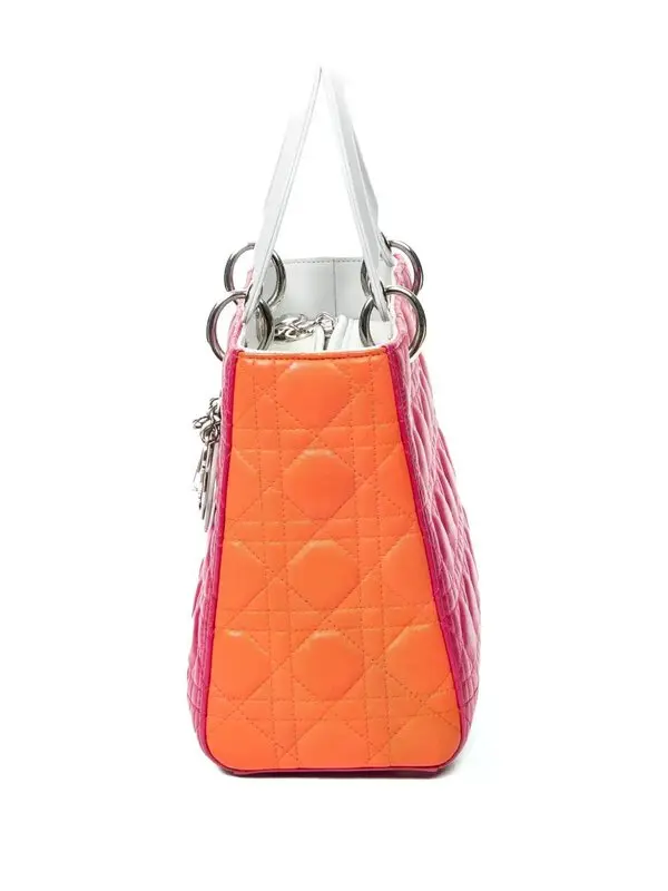 Dior 2000s Quilted Top-handle Bag With Charm - Pink