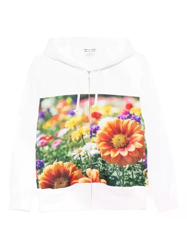 Comme Des Garçons Floral-print Hoodie