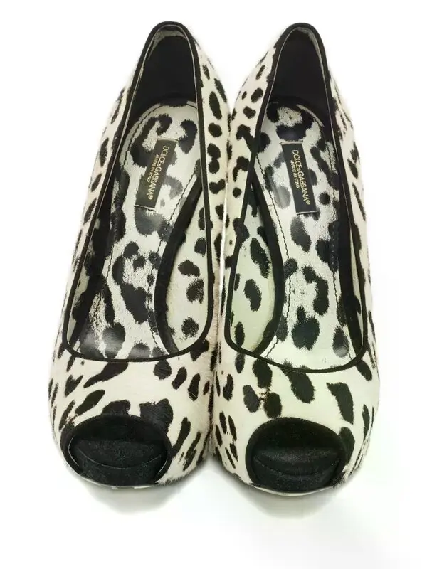 Dolce & Gabbana Leopard-print Peep-toe Pumps - Neutrals