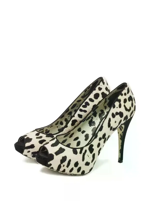 Dolce & Gabbana Leopard-print Peep-toe Pumps - Neutrals