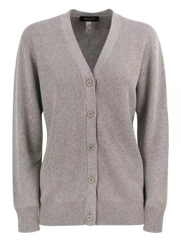 Fabiana Filippi Ribbed V-neck Cardigan - Grey