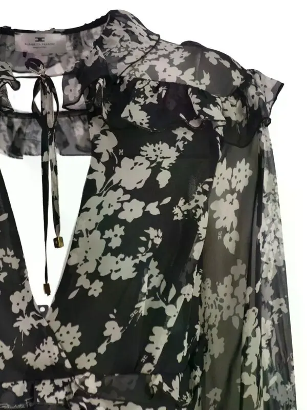 Elisabetta Franchi Floral Mini Dress - Black