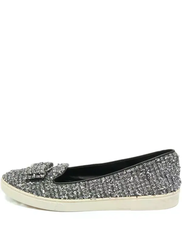 FERRAGAMO Bow Tweed Sneakers - Grey