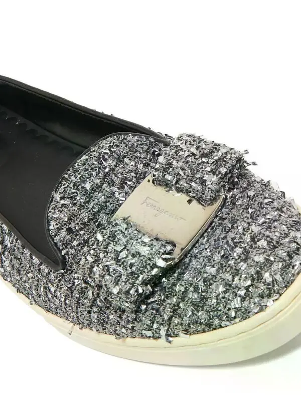 FERRAGAMO Bow Tweed Sneakers - Grey