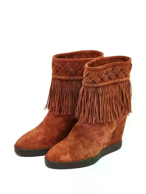 LE SILLA Fringed Suede Wedge Boots