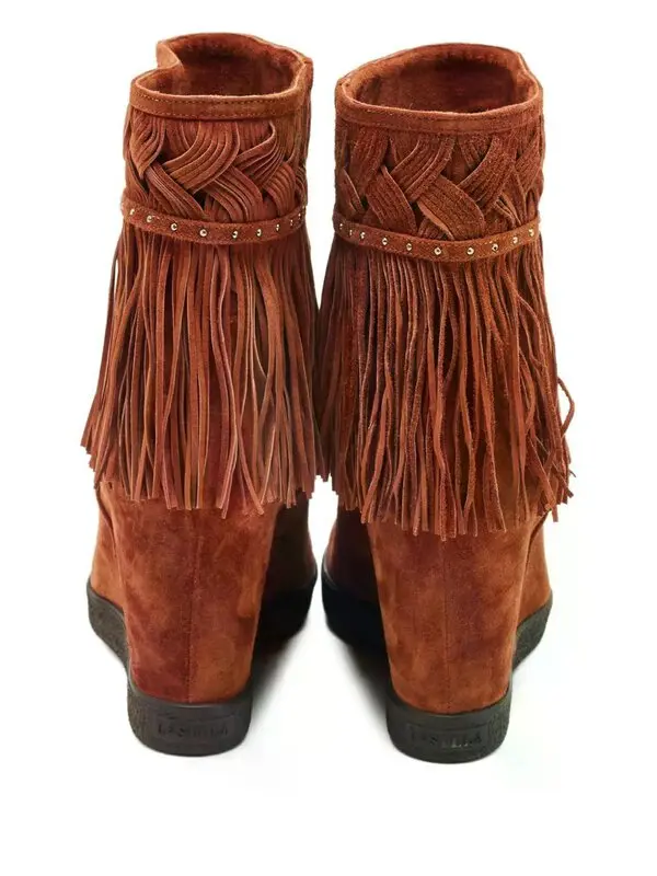 LE SILLA Fringed Suede Wedge Boots