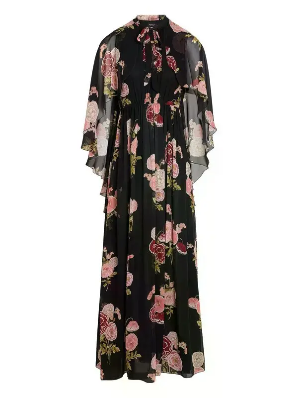 Giambattista Valli Tie-neck Floral Maxi Dress