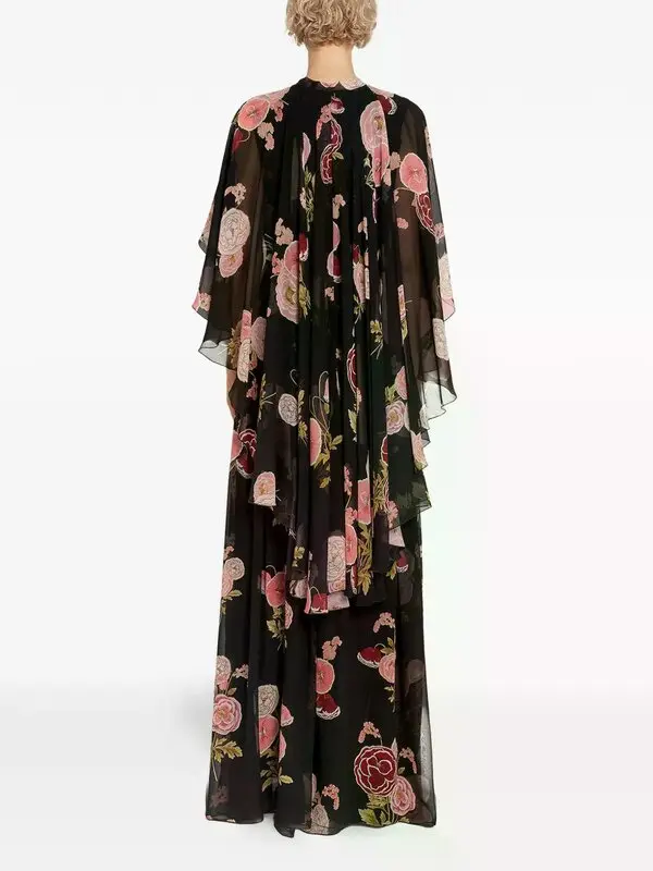 Giambattista Valli Tie-neck Floral Maxi Dress