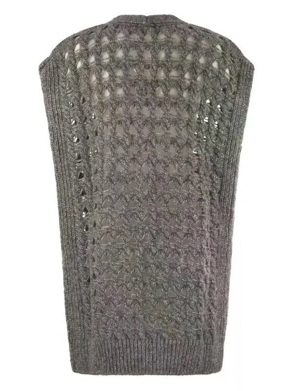 Herno Open-work Sleeveless Cardigan - Grey