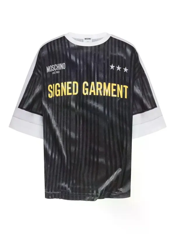 Moschino Striped Cotton T-shirt - Black
