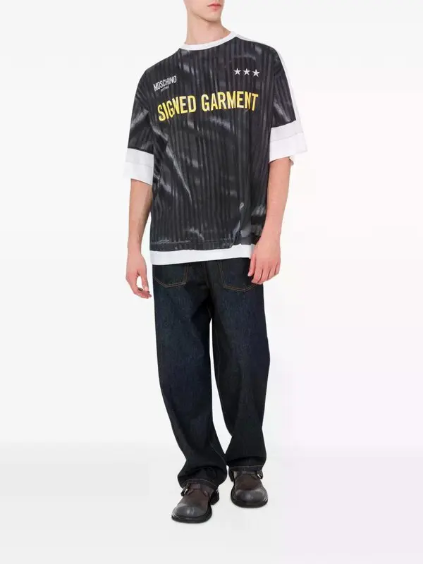 Moschino Striped Cotton T-shirt - Black