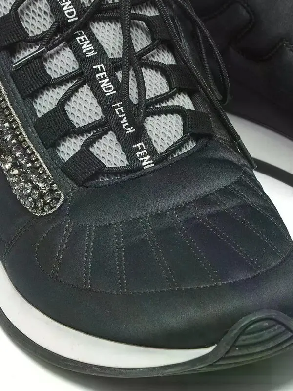 Fendi Crystal-embellished Lace-up Sneakers