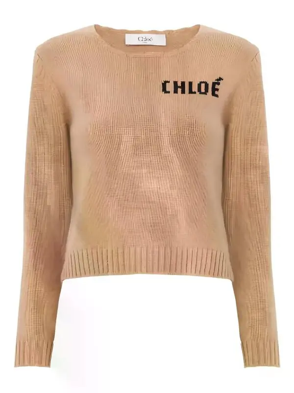 Chloé Embroidered-logo Sweater - Neutrals