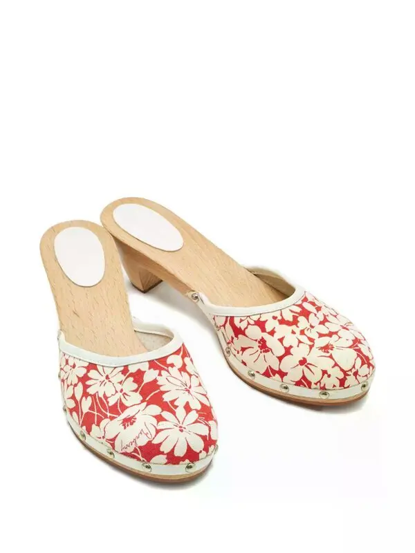 Burberry Floral-print Leather Mules
