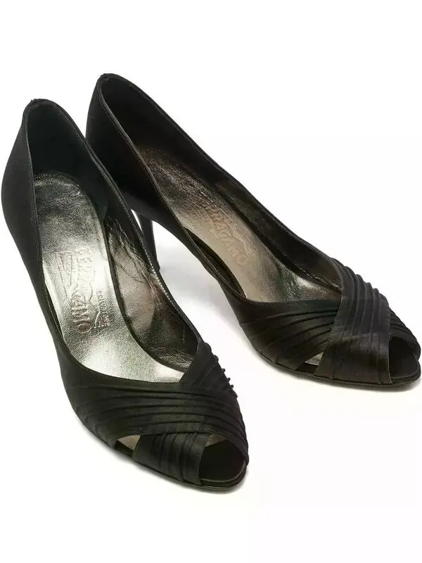 FERRAGAMO Societe Pleated Peep-toe Pumps