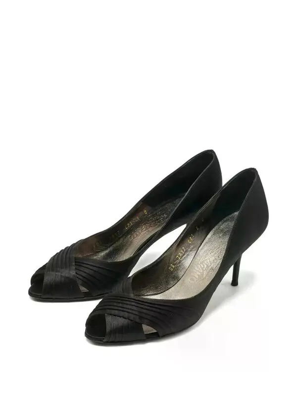 FERRAGAMO Societe Pleated Peep-toe Pumps