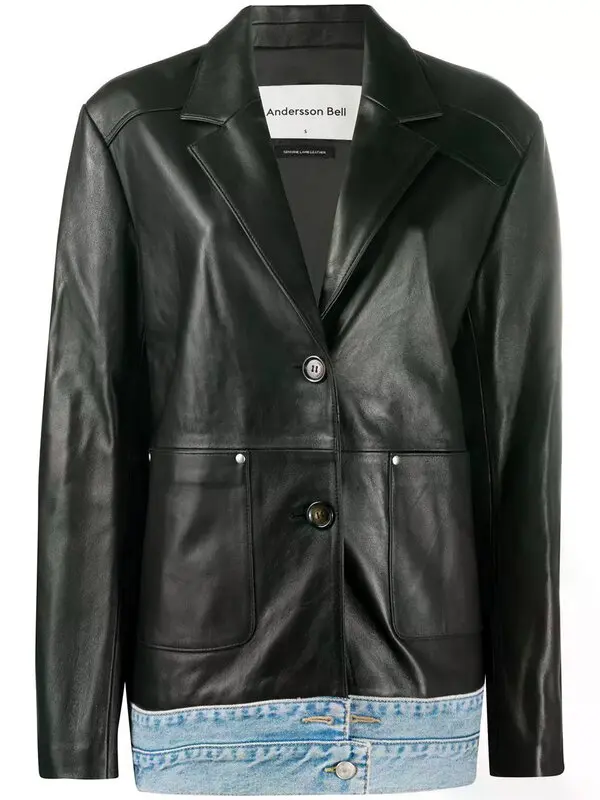 Andersson Bell Molly Denim Layered Leather Jacket