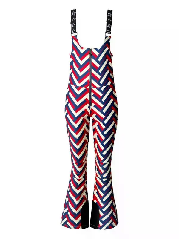 Perfect Moment Chevron-pattern Zip-up One-piece - Red