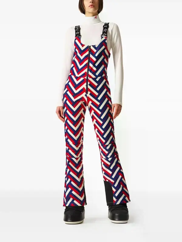 Perfect Moment Chevron-pattern Zip-up One-piece - Red