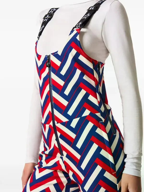 Perfect Moment Chevron-pattern Zip-up One-piece - Red