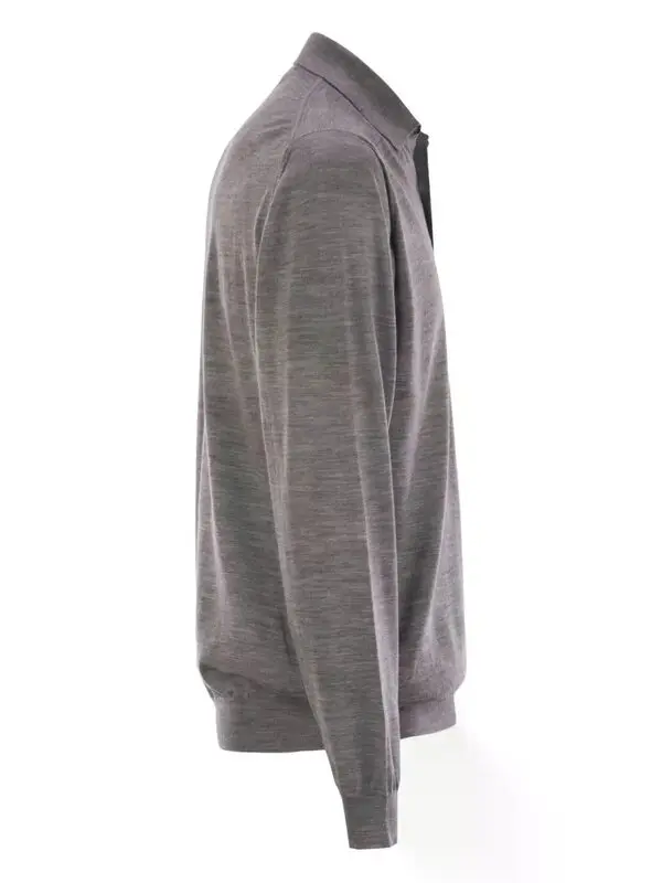 Fedeli Three-button Virgin-wool Polo Shirt - Grey